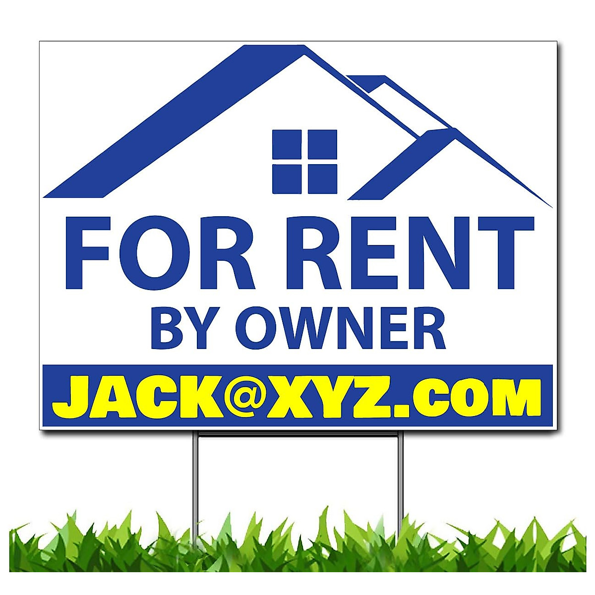 CUSTOM For Rent By Owner 18x24" Yard Sign, Double Sided, Metal Stake Included, by Moonlight4225