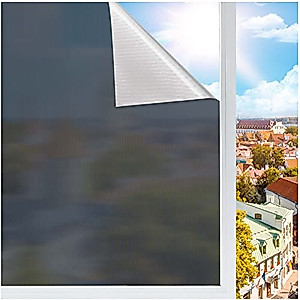 Beautysaid Window Tinting Film for Home Heat Blocking: One Way Window Film Privacy Day and Night, Sun Blocking Window Film Window Privacy Film See Out Not in Vertical Stripes 17.7 x 78.7 Inch