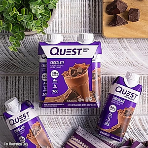Quest Nutrition Ready To Drink Chocolate Protein Shake, 30g Protein, 4g Net Carbs, Gluten Free, Keto Friendly, 11 fl oz - Pack of 12
