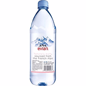 evian Natural Spring Water, PH Balanced with Natural Electrolytes, 33.8fl oz./1L Bottles (pack of 12)
