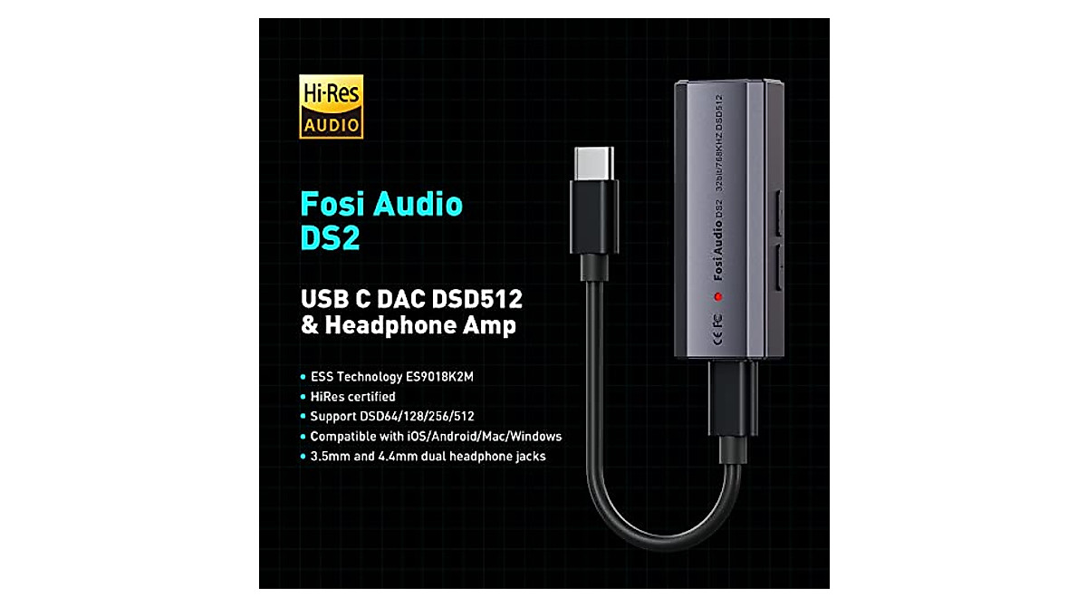 Fosi Audio DS2 DAC Amp - HiFi USB C for Mobile Devices