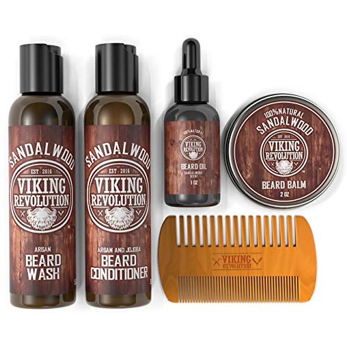 Ultimate Beard Care Conditioner Kit - Beard Grooming Kit for Men Softens, Smoothes and Soothes Beard Itch- Contains Beard Wash & Conditioner, Beard Oil, Beard Balm and Beard Comb- Sandalwood Scent