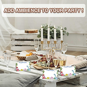 Zmyollo Dinosaur Table Place Cards - 25PCS Tent Cards - Tropical Dino Themed Food Lables - Name Place Cards for Table Setting - Name Cards for Birthday Party Baby Shower - Scored for Easy Folding -09