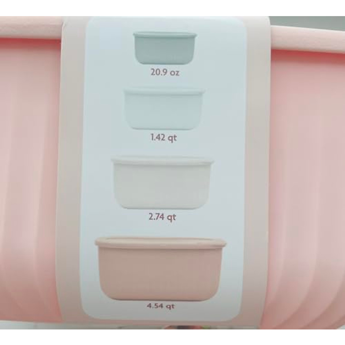 Gourmet Kitchen 8-Piece Plastic Food Storage Container Set with Vented Lids, 4 Sizes (PINK)