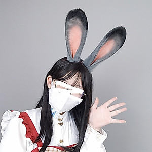 JUNBOON Handmade Fur Rabbit Ears Headwear Women Men Cosplay Costume Party Cute Head Accessories for Halloween