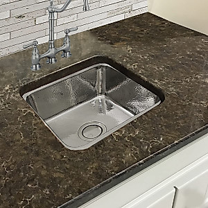 Nantucket Sinks SQRS-7 16.5" Square Hammered Stainless Bar Sink In Polished