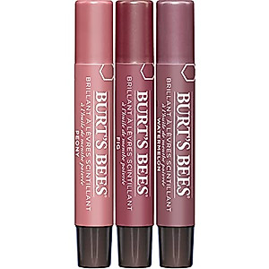 Burt's Bees Lip Balm Easter Basket Stuffers, 3 Nourishing Lip Care Shimmers for All Day Glow, Kissable Color Spring Gift Set -Peony, Fig & Rhubarb (Packaging May Vary)