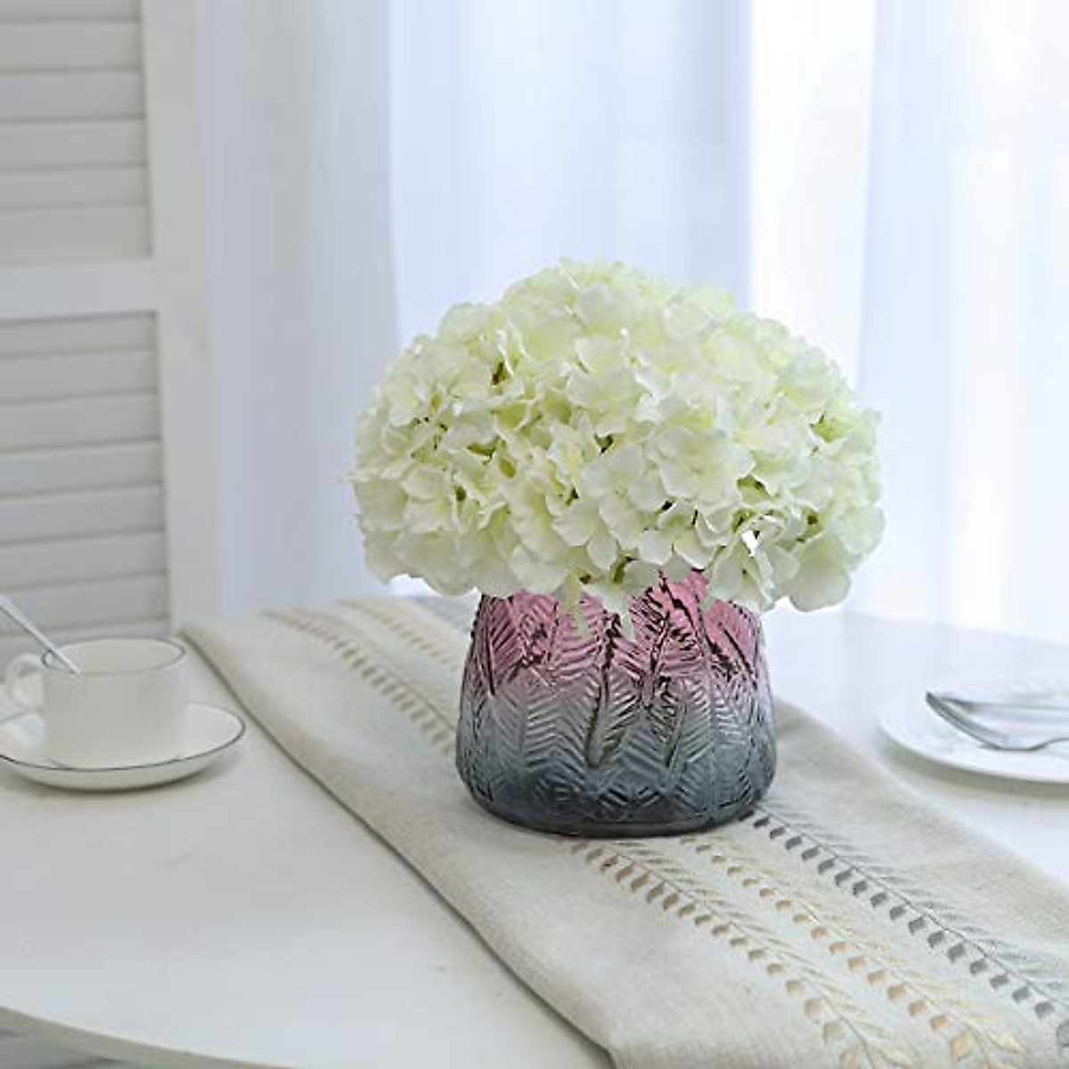 Nubry 12pcs Artificial Silk Hydrangea Flowers Heads with Stems in Bulk Fake Flowers for Wedding Bouquet Centerpieces Arch Home Decoration (Ivory)