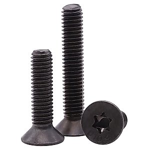 M6-1.0 x 30mm Flat Countersunk Head Torx Security Machine Screws Bolts, Black Oxide Finish, 10.9 Grade Alloy Steel, Full Thread, Pack of 30