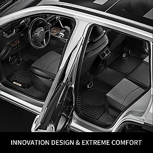 OEDRO Floor Mats Fit for 2019-2023 Ford Ranger SuperCrew Cab, Front & 2nd Seat 2 Row Liner Set, Black Custom Fit TPE All-Weather Guard