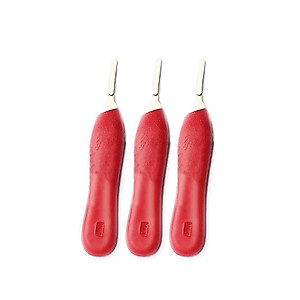 AAProTools Lot Of 3 Scalpel Handle #4, Red Plastic Grip - Fitting Surgical Blades #20 Thru 24