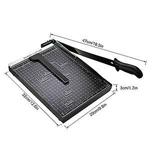 Plohee Paper Trimmer, Guillotine Paper Cutter, Gridded Photo Guillotine Craft Machine with 12 Inch Cut Length, 12 Sheet Capacity for Home and Office (Black)
