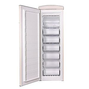 8.3 cu. ft. Freestanding Frost Free Retro Upright freezer with FAST FREEZE, adjustable temp control in Cream