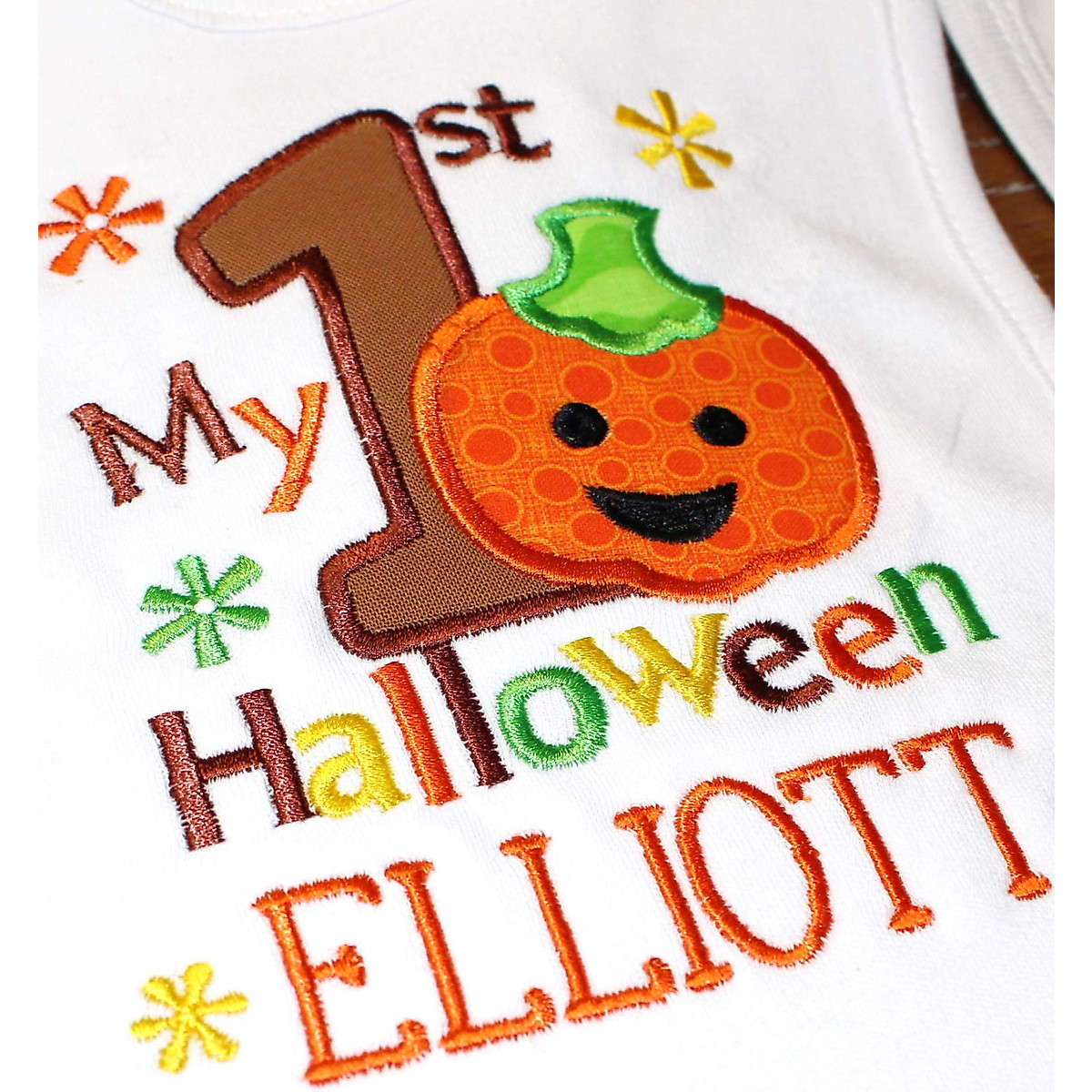 Fantasy Kids Designs First Halloween Bib Baby Unisex Bib Personalized with Custom Name (White Bib)