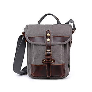 TSD Brand Valley Trail Canvas Crossbody Bag (Grey)