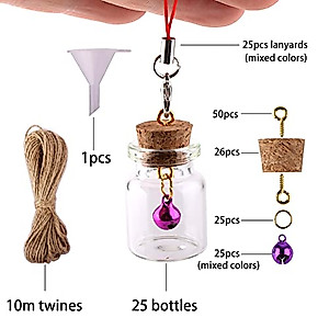 maxmau 25pcs Small Glass Bottles with Cork Stoppers DIY Art Craft Storage 5ml Mini Glass Vials,Tiny Jars for Wedding Party Favors Home Decoration with Connection Accessories Twine Bell