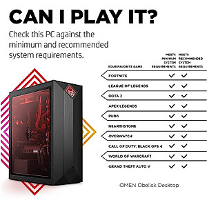 OMEN Obelisk Gaming Desktop Tower Computer, 8-Core i7-9700K Up to 4.9GHz, GeForce RTX 2080 Super 8GB (32GB DDR4 RAM | 1TB SSD | 1TB HDD) VR Ready, Windows 10 Home