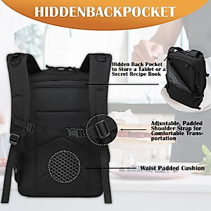 SunForMorning Chef Knife Bag, Tactical Backpack for Chef, Knife Carrying Case with 30+ Pockets for Knives and Culinary Tools, Professional Chef Knife Set Bag Backpack - Bag Only