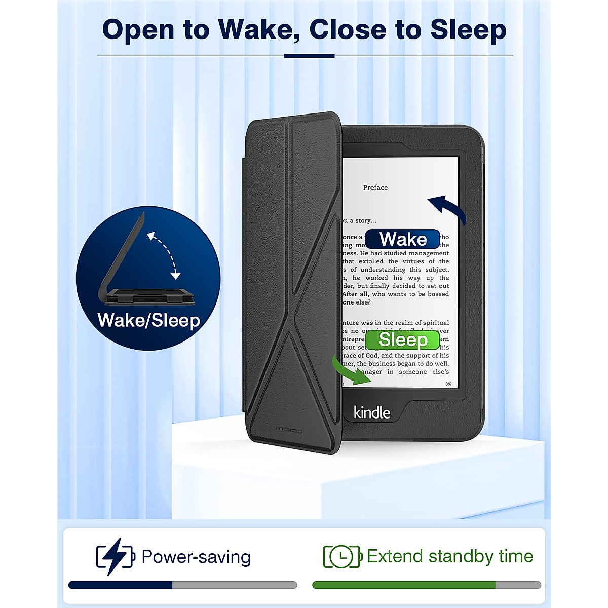 MoKo Case Fits 6" Kindle Paperwhite(10th Gen, 2018 Release)/All Paperwhite 2012-2017, Auto Wake/Sleep Standing Origami Slim Shell Cover with Auto Wake/Sleep for Kindle Paperwhite 2018 E-Reader - Black