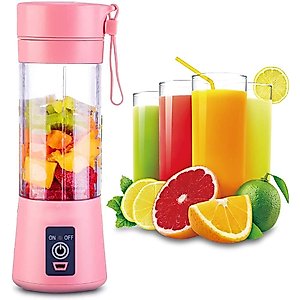 Portable Blenders,Personal Size Blender Smoothies and Shakes, USB Rchargeable Juicer Cup with Six Blades in Handheld Blender Sports,Travel and Home (Pink)