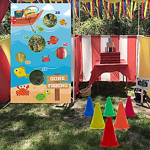 Gone Fishing Fisherman Toss Games Banner Backdrop Fisher Fish Theme Decor Decorations for Indoor Outdoor Boys Girls Birthday Party Baby Shower Fishing Events Fishing Party Fisherman’s Party Supplies