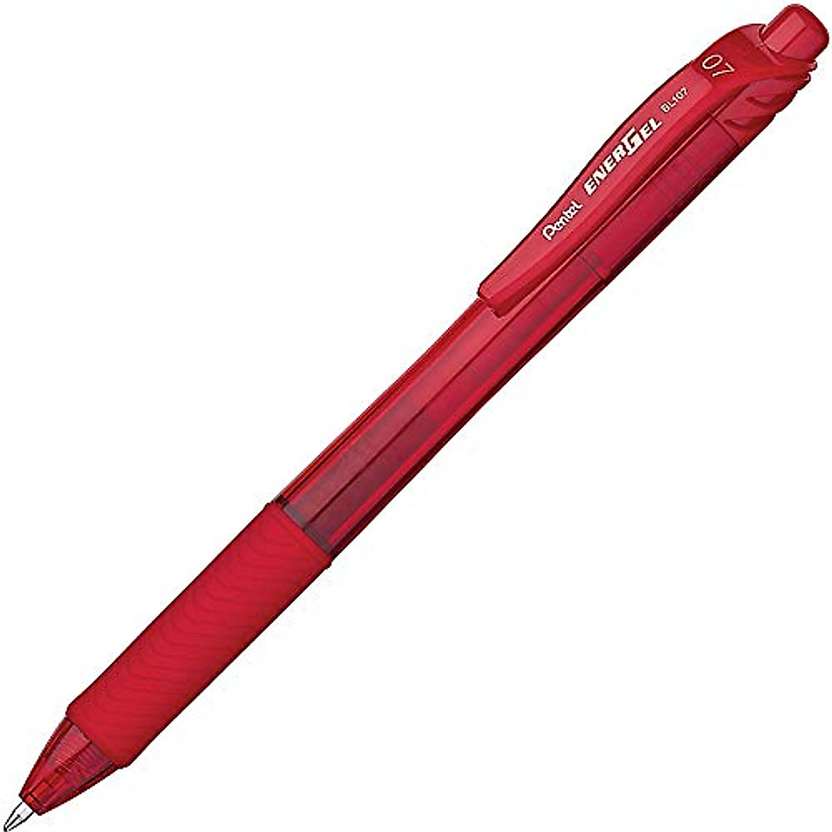 ENERGEL Pentel -X Retractable Liquid Gel Pen (0.7mm) Metal Tip, Red Ink, Box of 12 (BL107-B)