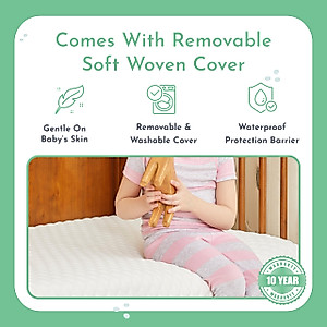 Evolur Comfort Plus Classic 150 Coil Inner Spring Crib & Toddler Mattress, Removable Soft Zipper Cover, Waterproof Greenguard Gold Certified