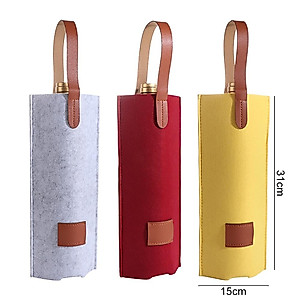 Felt Wine Bag with Handle, Insulated Bottle Carrier Single Bottle Insulated Wine Tote Protective Wine Tote Bag for Wine Lover(grey)