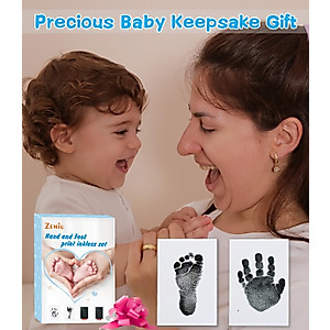 Zemiu Baby Handprint and Footprint XL Size Kit,2 Pcs Baby Handprint Ink Pads with Clean-Touch & 6 Imprint Cards Safe for Baby Keepsake,Pet Paw Print