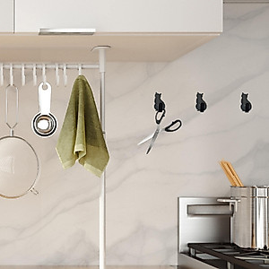 6Pcs Coat Hooks Cute Cat Shape Adhesive Hooks Wall Hooks Creative Wall Decorations Hanger Holder Stainless Steel for Hanging Coats Hat Towel Key Scarf Bags