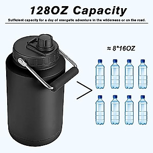 Tronco One Gallon Vacuum Insulated Bottle,128OZ Stainless Steel Water Jug with Straw and 3 Cups,Sweat-Proof and Leak-Proof,Fit for Outdoor/Sport/Camping/Traveling/Gym/Gaming-Gren Pink