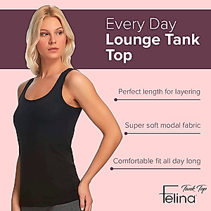 Felina Stretch Layering Women’s Tank Top (Black White, Large) - Seamless Cotton Workout Tank Top for Women - Layering Undershirt for Ladies - Stretchy Base Layer Tank Top for Women