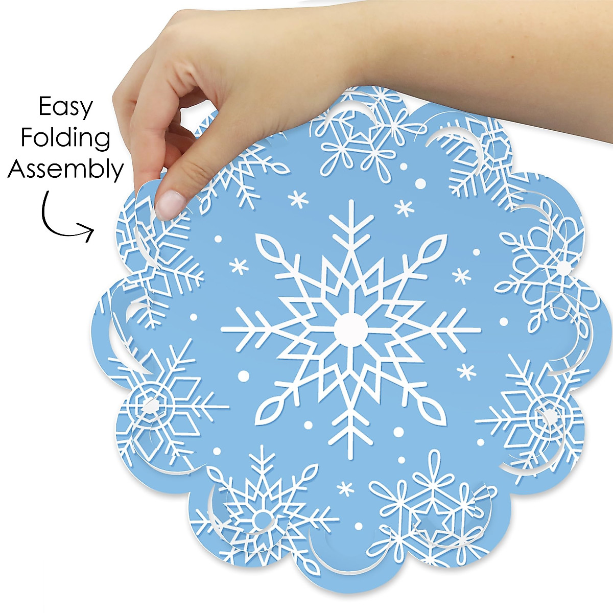 Big Dot of Happiness Blue Snowflakes - Winter Holiday Party Round Table Decorations - Paper Chargers - Place Setting For 12