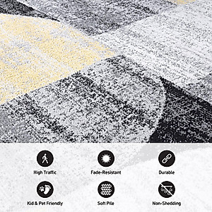 Rugshop Modern Geometric Design High Traffic Living Room,Bedroom,Kitchen, Home Office Area Rug 5' x 7' Yellow