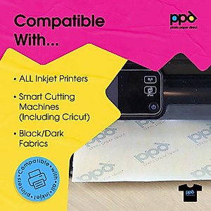PPD Inkjet Premium Iron-On Dark T Shirt Transfers Paper LTR 8.5x11" Pack of 50 Sheets (PPD004-50)