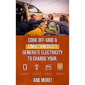 Drifters Portable Thermo-Electric Camp Stove for Wood, Pellet, Charcoal Cooking with Built-In Electricity Generator, 6000 mAH Battery and USB Plugs
