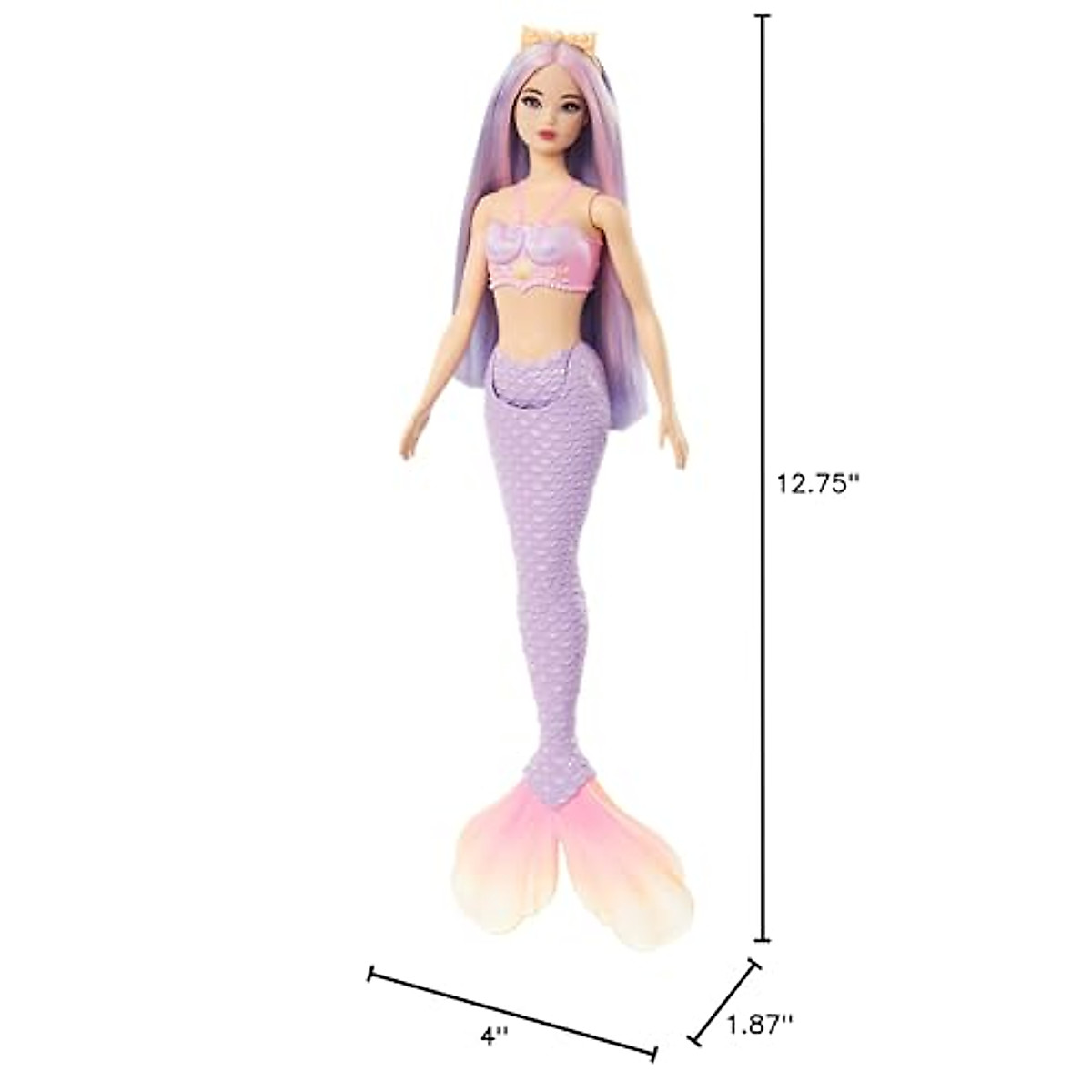 Barbie Mermaid Doll with Pink & Lilac Fantasy Hair & Headband Accessory, Toy with Shell-Inspired Bodice & Lavender Tail