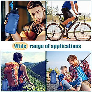 Augot Collapsible Water Bottle, 2L/64OZ Large Capacity Water Bottle with Straw Half Gallon Silicone Foldable Water Bottle with Carrying Strap & Time Markings for Outdoor Travel Runing Fitness (Blue)