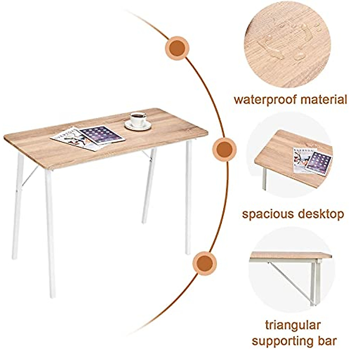 Small Computer Desk Study Writing Table for Home Office, I Shaped Black Modern Desk Office Laptop Desk Sturdy Work Table PC Wood Computer Table Gaming Desk with Black Metal Frame - 39.4L* 18.9W* 29.1H
