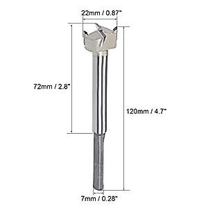 uxcell Forstner Drill Bits 22mm, Tungsten Carbide Wood Hole Saw Auger Opener 120mm Length, Woodworking Hinge Hole Drilling Boring Bit Cutter (Beige, Silver Tone)