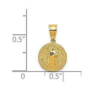 Diamond2Deal 14k Yellow Gold San Benito 2 Sided Round Small Pendant Fine Jewelry for Women (L- 16.85 mm W- 10 mm)