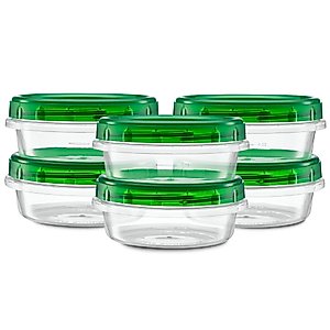 Elegant Disposables (8 Ounce 10 Pack) Twist cap Containers Clear Bottom With Green Top Screw on Lids Twist Top Food Storage Freezer Containers