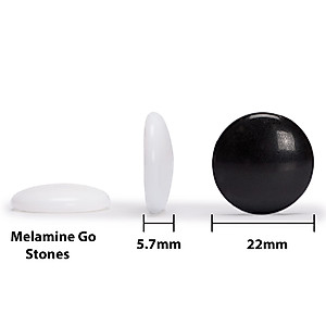 Yellow Mountain Imports Single Convex Melamine Go Game Stones Set (181 Black and 180 White Stones) - 21.5-22 millimeters (Size 3) - Playing Pieces for Classic Strategy Go Board Game (Baduk/Weiqi)