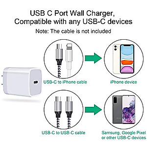 20W PD Fast USB C Wall Charger Block Compatible iPhone 14 13 12 11 Mini Pro Max Plus SE XS XR X 8 Pad, Samsung, Pixel 7 6, 2Pack USB C Power Adapter Charger Plug Brick Cube Type C Charging Box Base