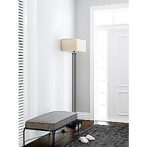 addlon Floor lamp for Living Room, Modern Standing lamp with Linen Shade, Decorative Simple Design Floor Lamps for Bedroom and Office - Black