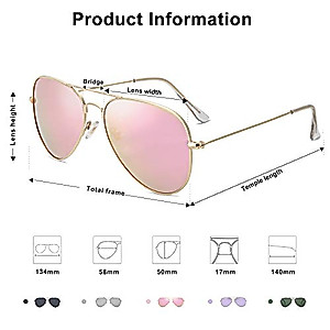 SOJOS Classic Aviator Polarized Sunglasses for Men Women Vintage Retro Style,Gold/Pink