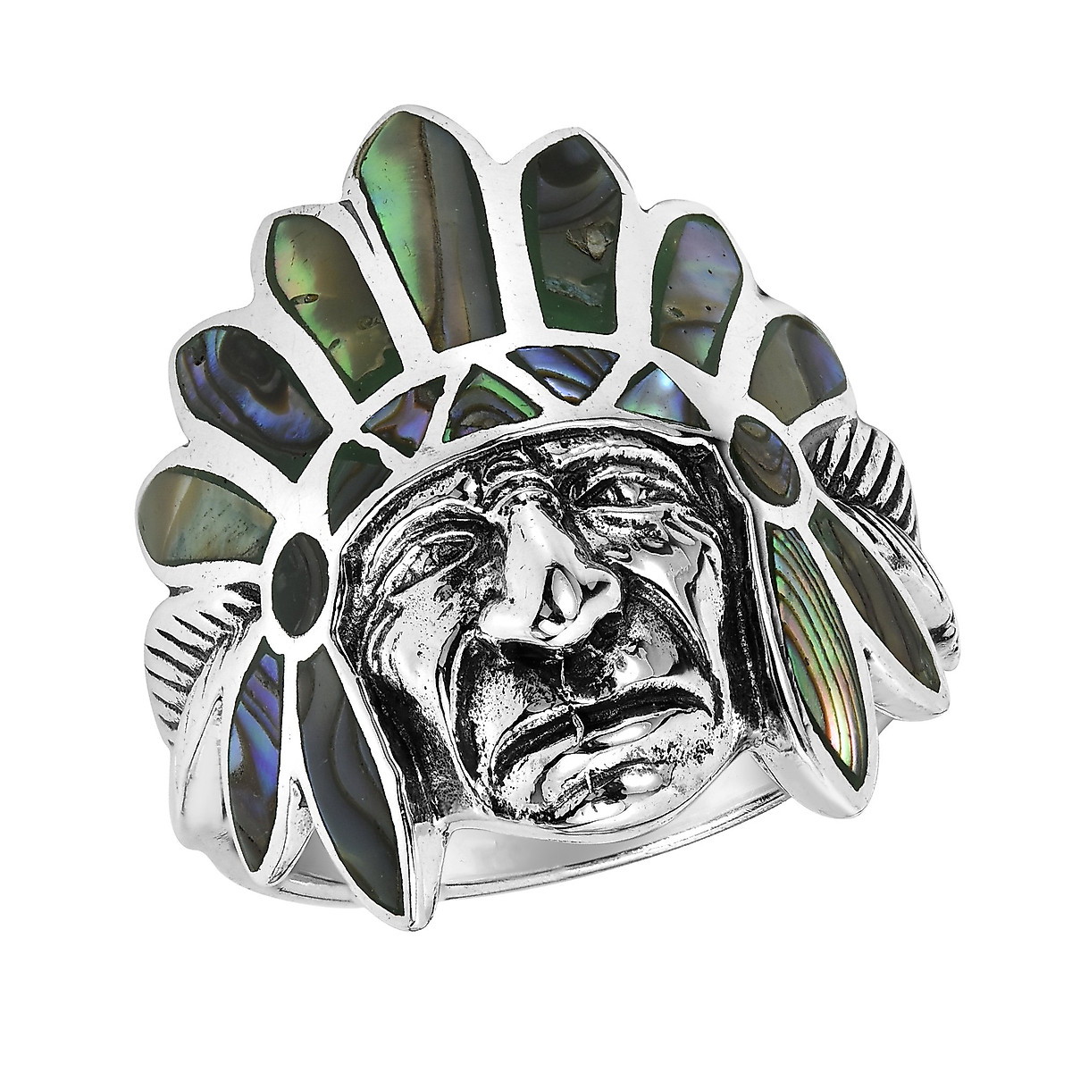 AeraVida Native American Style Abalone Shell Inlay .925 Sterling Silver Ring | Elegant Wedding Rings for Women | Casual Comfort Fit Silver Rings for Women, Men | Gift for Men (11)