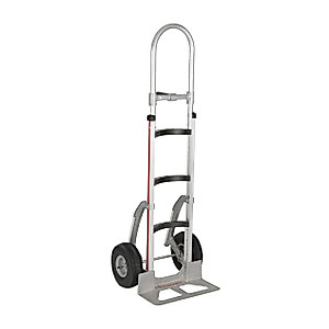 Magliner Aluminum Hand Truck with Curved Frame, 60" Handle, 500 lb Capacity + 18" x 7-1/2" Aluminum Nose Plate
