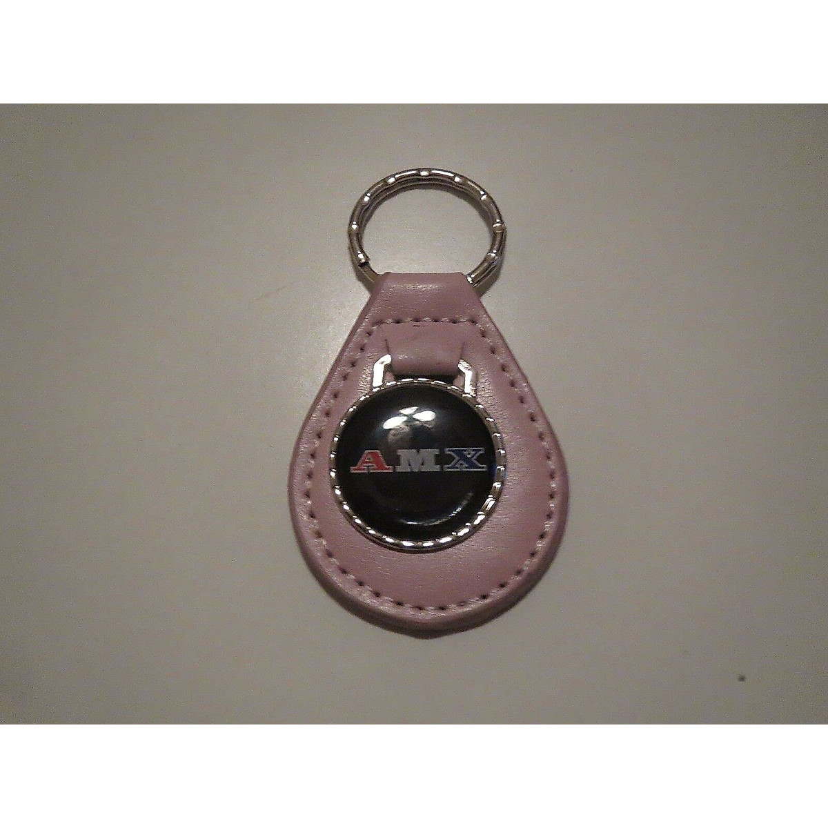 AMX A-M-X EMBLEM LOGO LEATHER KEYCHAIN - PINK