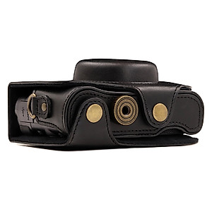 MegaGear MG1173 Canon PowerShot SX740 HS, SX730 HS Ever Ready Leather Camera Case with Strap - Black